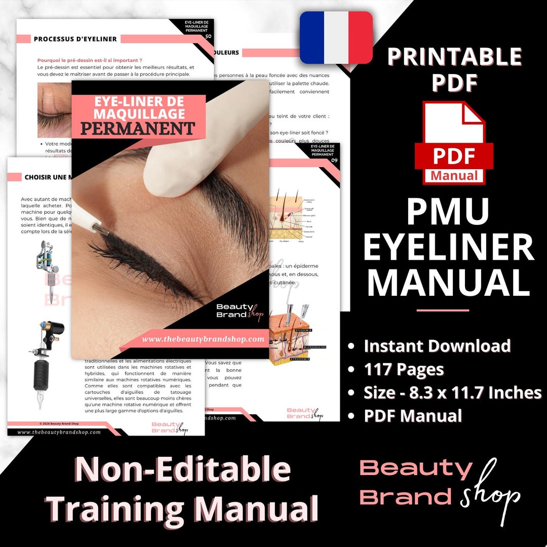 French Version - PMU Eyeliner Manual , PMU Eyeliner Training Manual, PMU Courses, Eyeliner ...