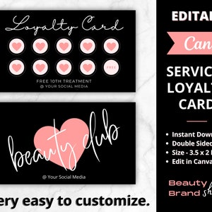 Editable Loyalty Cards Loyalty Card Loyalty Cards Diy - Etsy