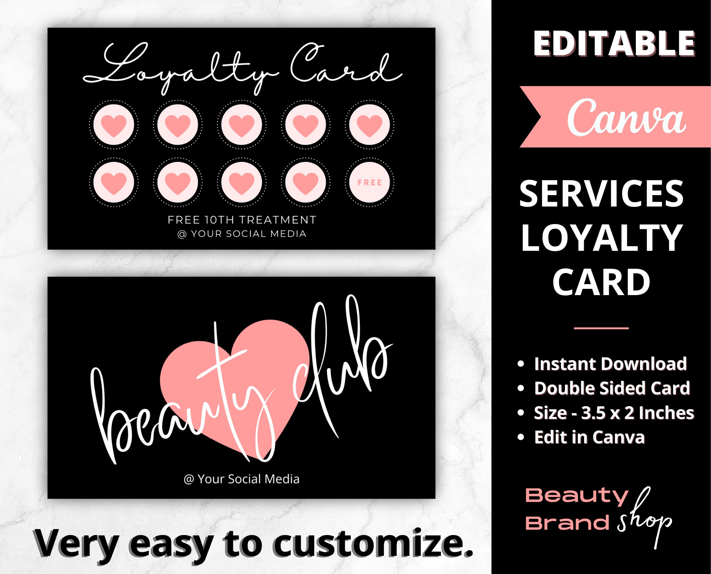 Editable Loyalty Cards Loyalty Card Loyalty Cards Diy - Etsy