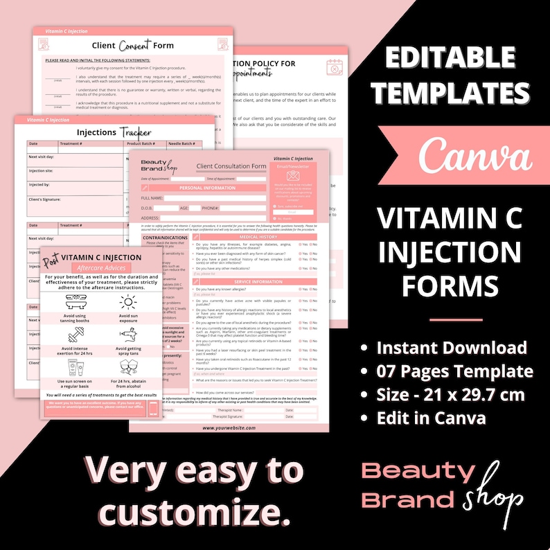 Vitamin C Injection Forms, Consent Form, Vitamin C Injectables Form ...