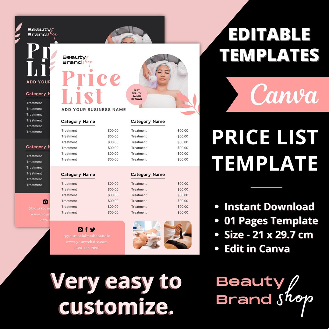 Body Contouring Pricelist, Price List Template, Fat Cavitation, Facial ...