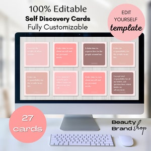 Self Discovery Affirmation Cards, Editable 30 Cards, Affirmation Cards ...