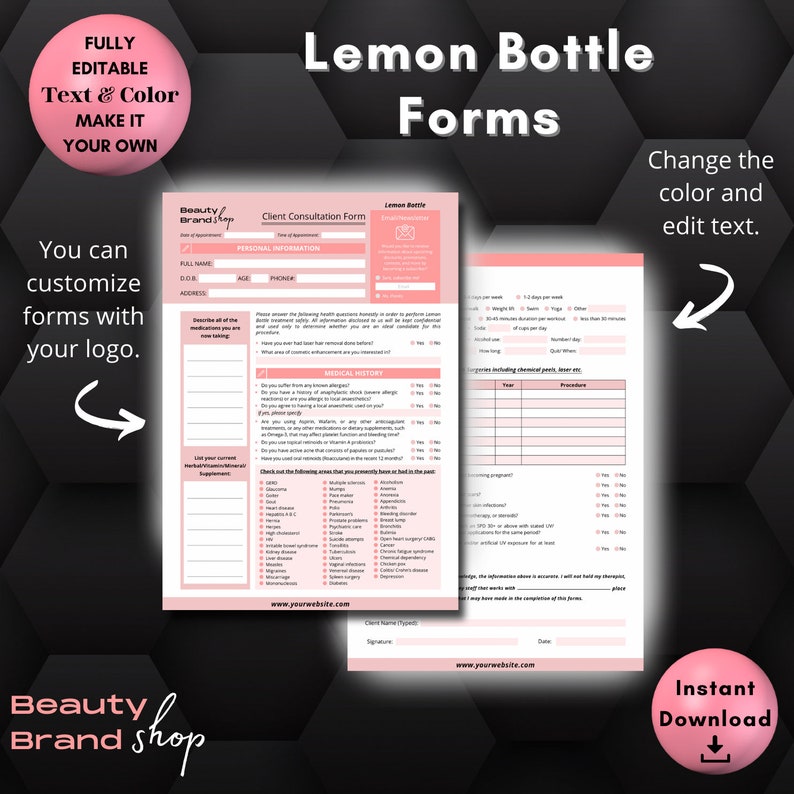 Lemon Bottle Consent Forms, Lemon Bottle Treatment Forms, Lemon Bottle ...