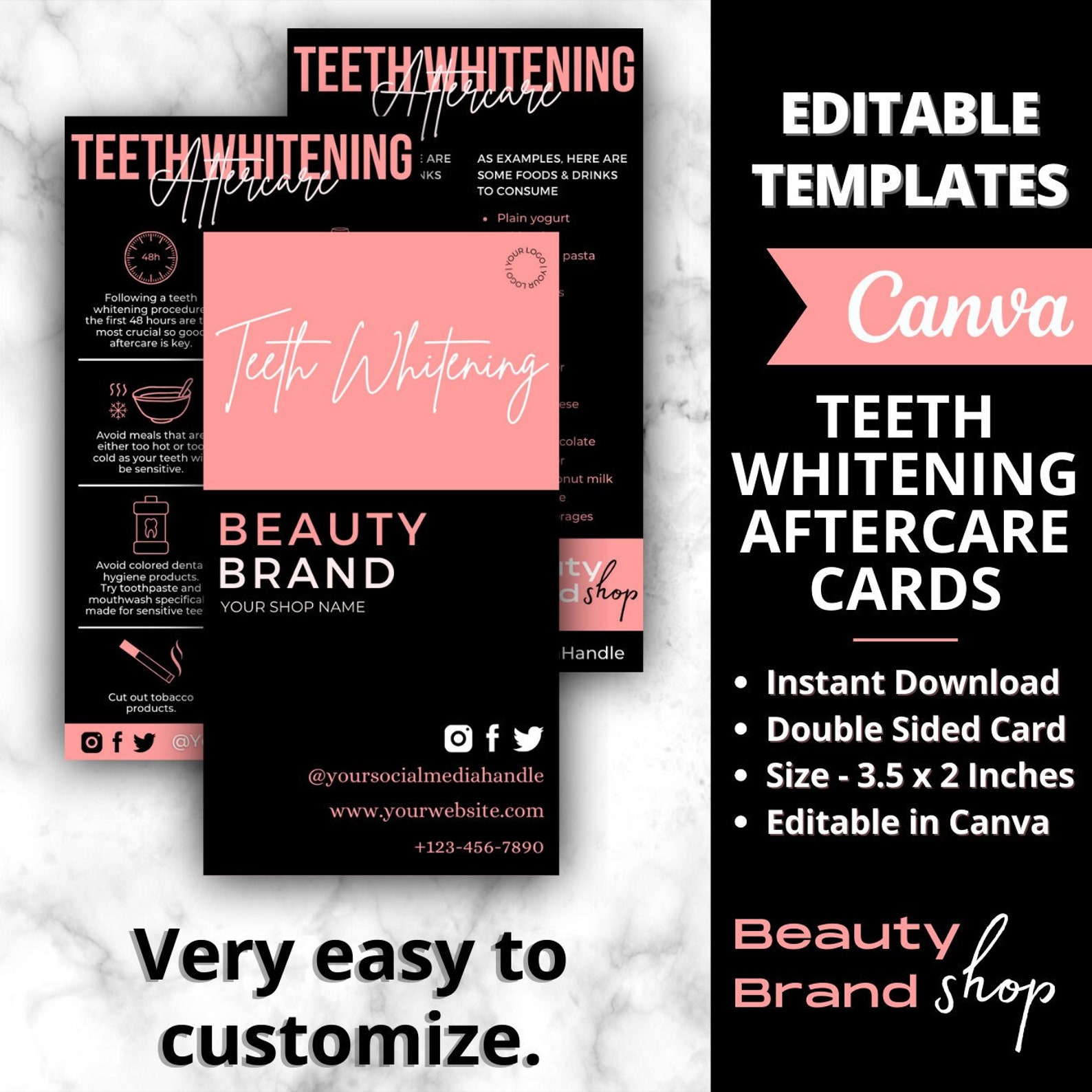 Teeth Whitening Aftercare Template, Editable Teeth Treatment Care Guide ...