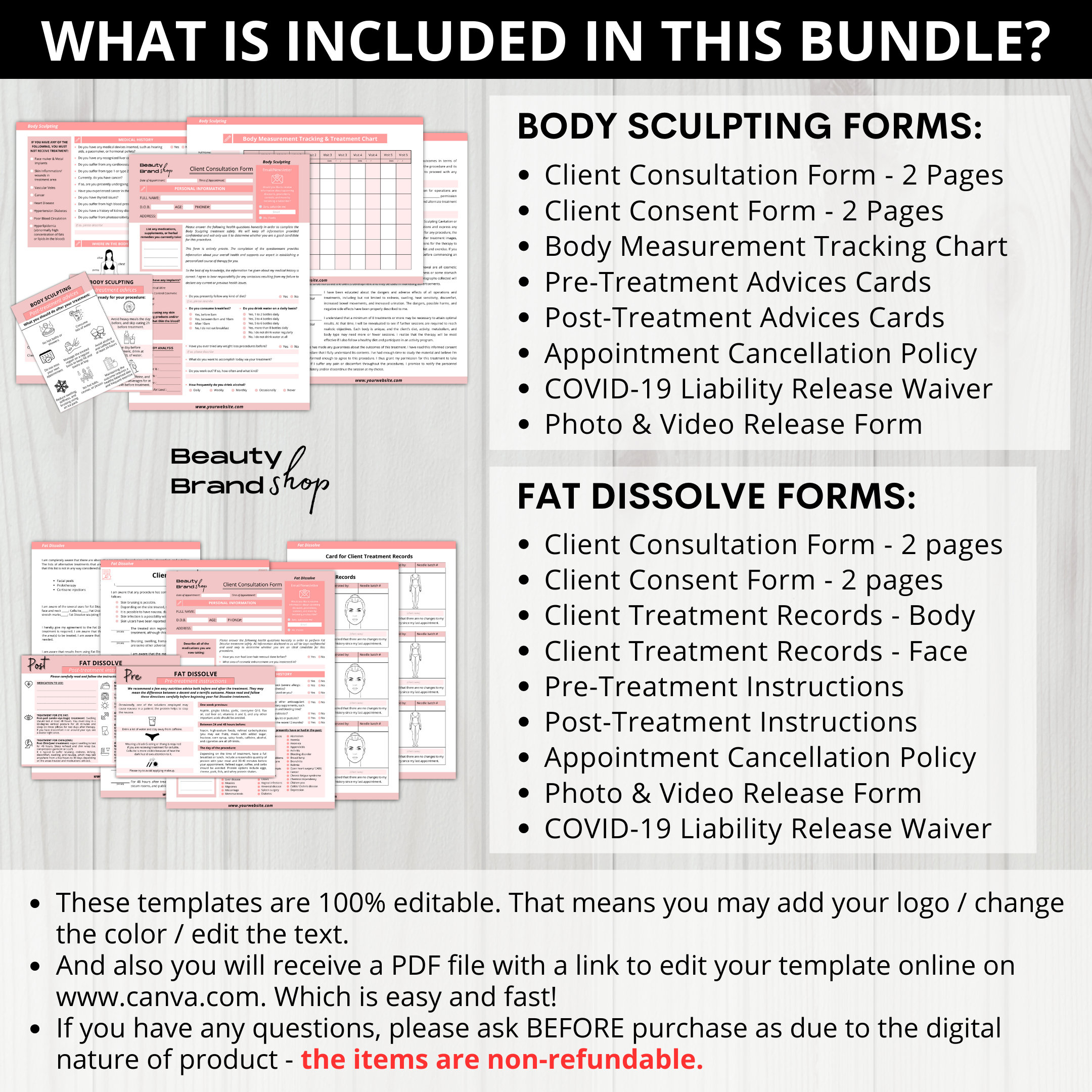 Body Sculpting Forms Bundle Templates Fat Dissolving Consent - Etsy