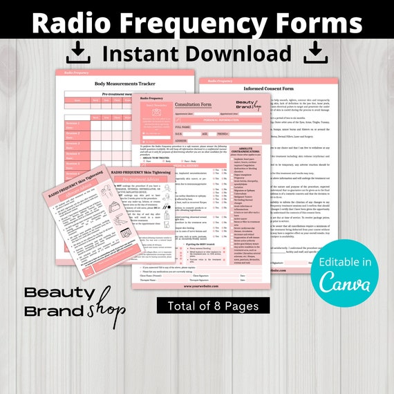Editable Radio Frequency Forms Template RF Skin Tightening - Etsy