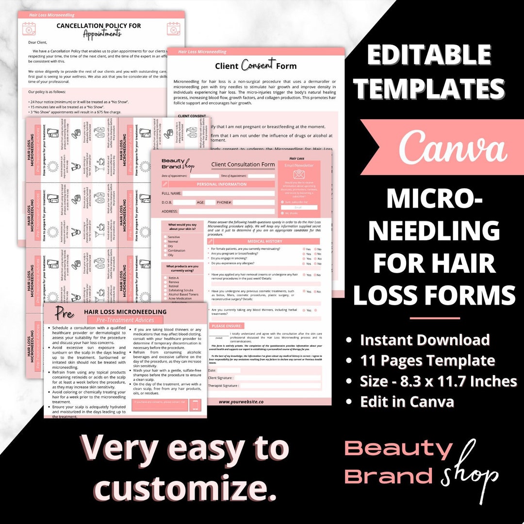 Micro-needling for Hair Loss Client Consent Forms, Business Forms for ...