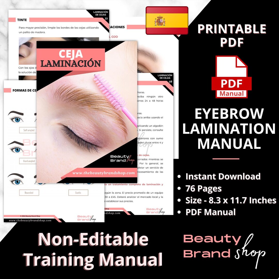 SPANISH Version-eyebrow Lamination Manual, Brow Lifting Manual, Eyebrow ...