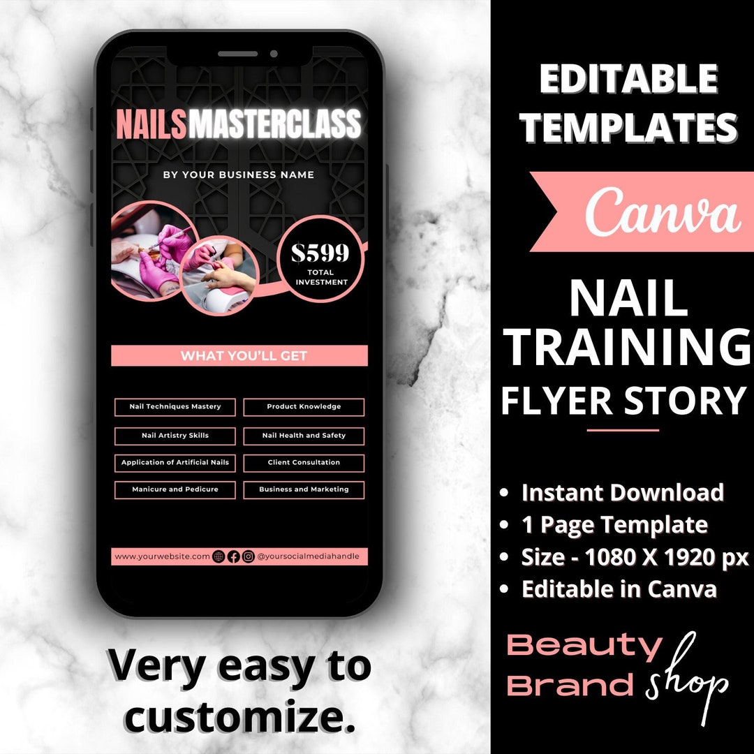 Nail Class Flyer Story, Flyer Template Design, Nail Training Flyer ...