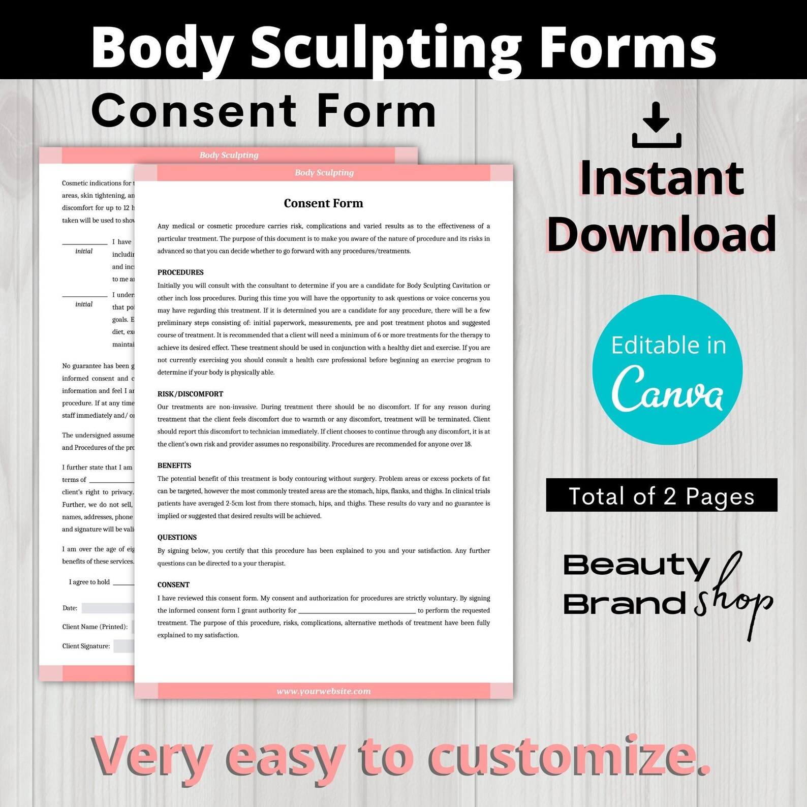 Editable Consent Form Body Sculpting Forms Body Contouring - Etsy Canada
