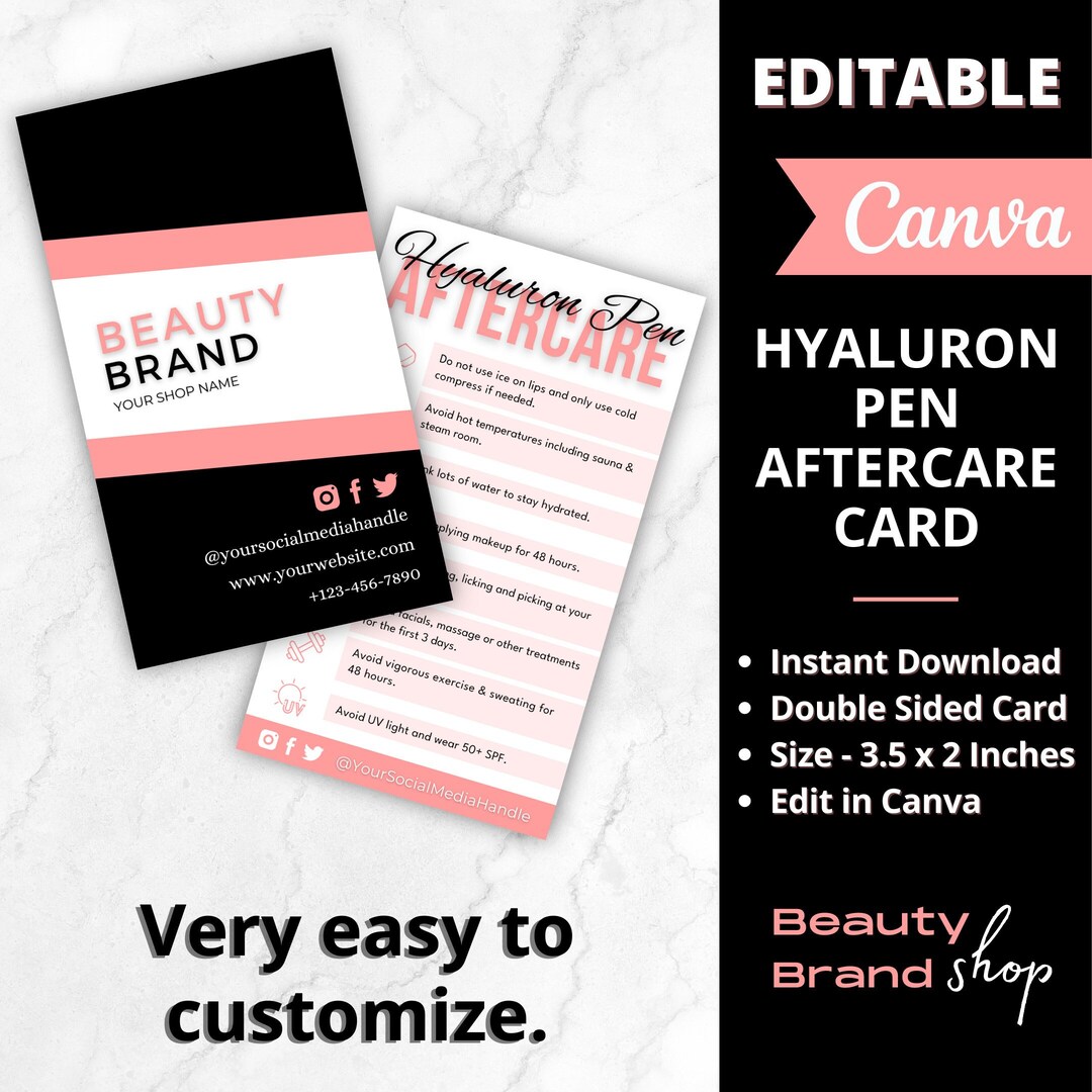 Hyaluron Pen Aftercare Template, Printable Needleless Lip Filler Post ...