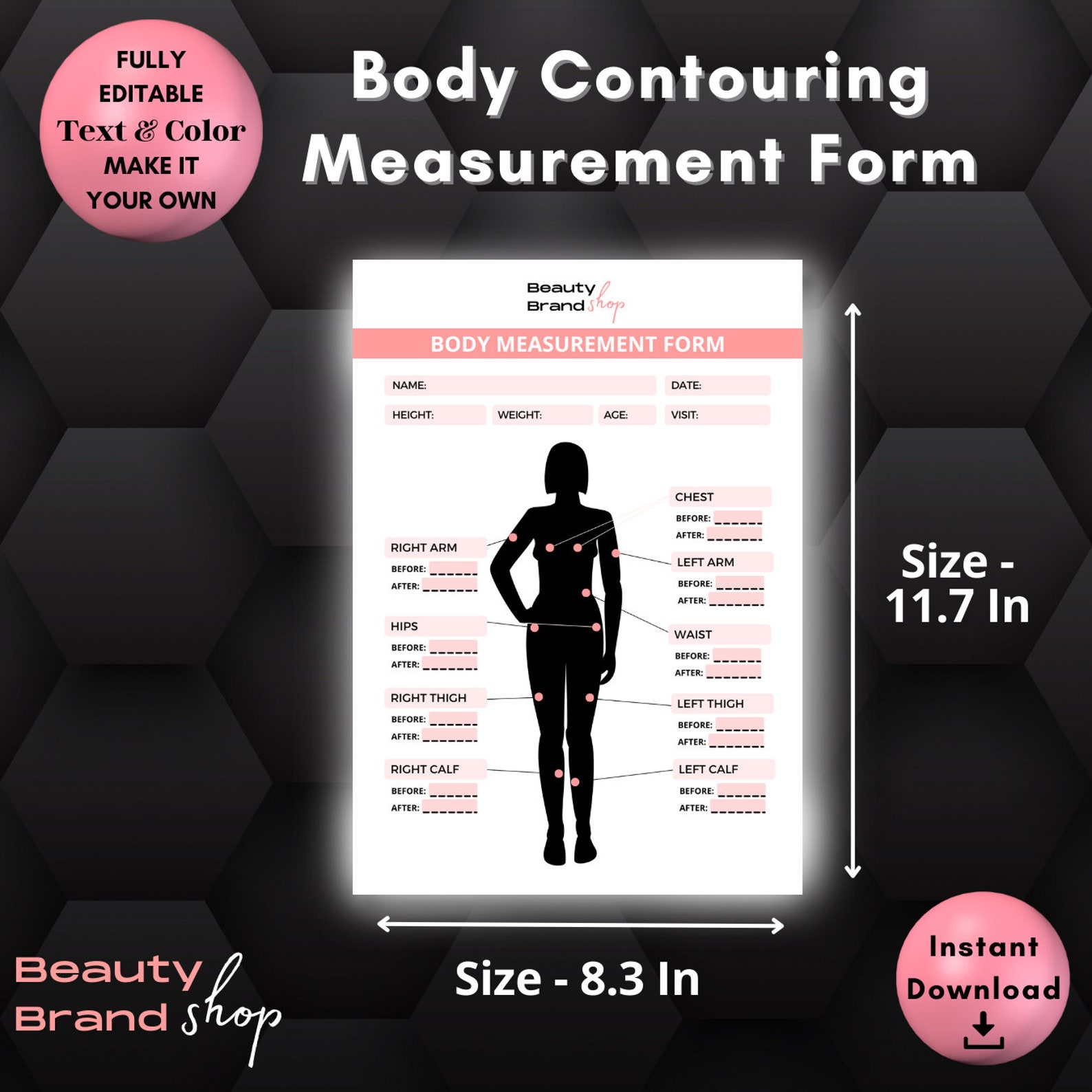 Body Contouring Body Measurement Form, Body Sculpting Consent Form ...