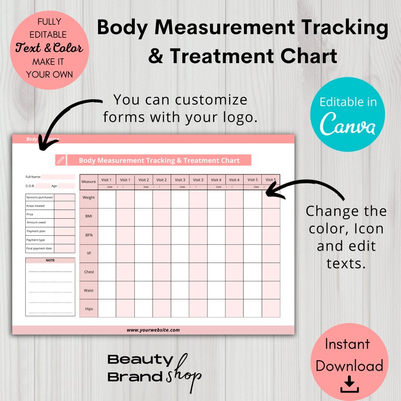 Editable Treatment Chart, Body Sculpting Forms, Body Contouring Consent ...