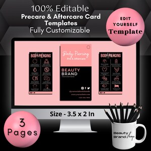 Body Piercing Aftercare Card, Body Piercing Care Card, Piercing After ...