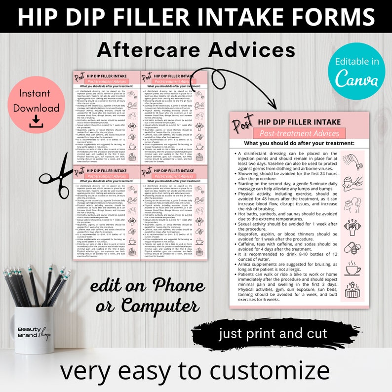 Butt Enhancements/ Hip Dips Intake Form, Hip Dip Filler Intake Form ...