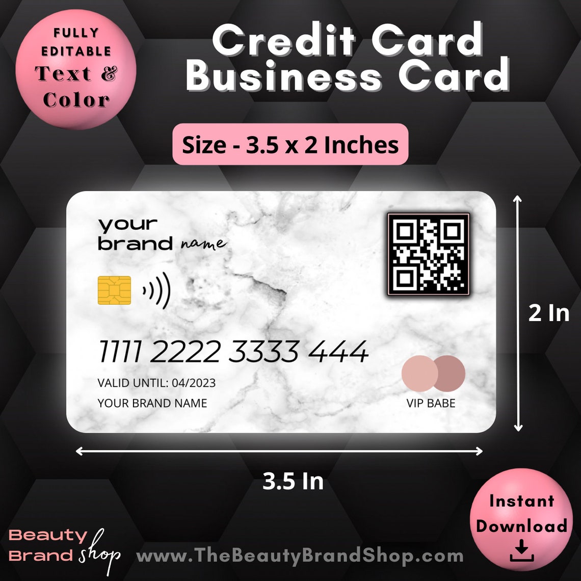 Credit Card Styled Business Card, Business Card With QR Code, Credit ...