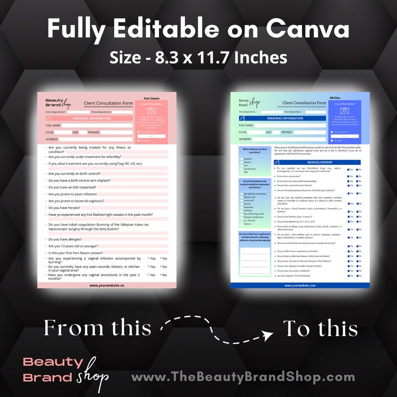 Yoni Steam Forms, Yoni Steam Treatment Consent Forms, Vajacial ...