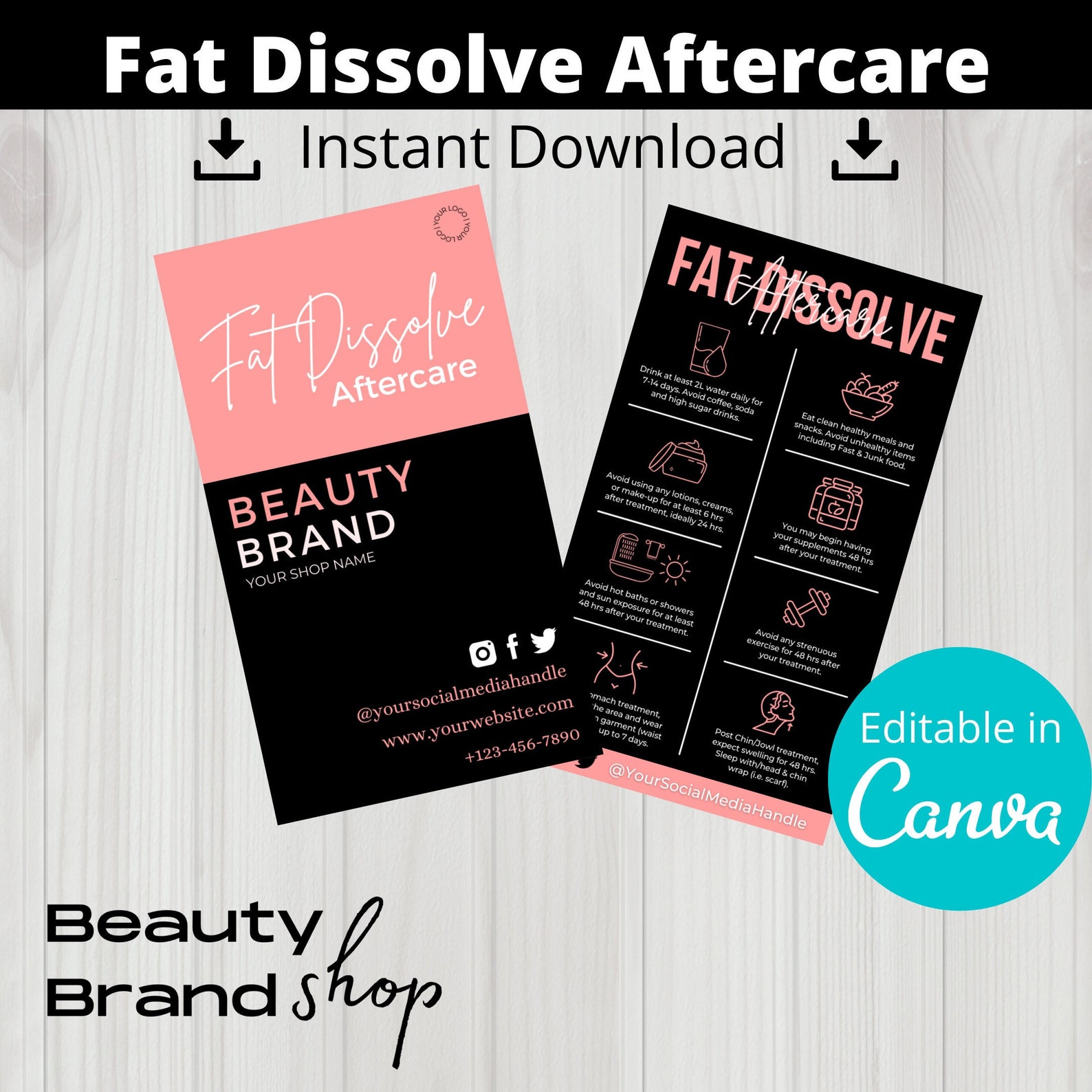 Editable Fat Dissolving Aftercare Card Fat Dissolver Care - Etsy