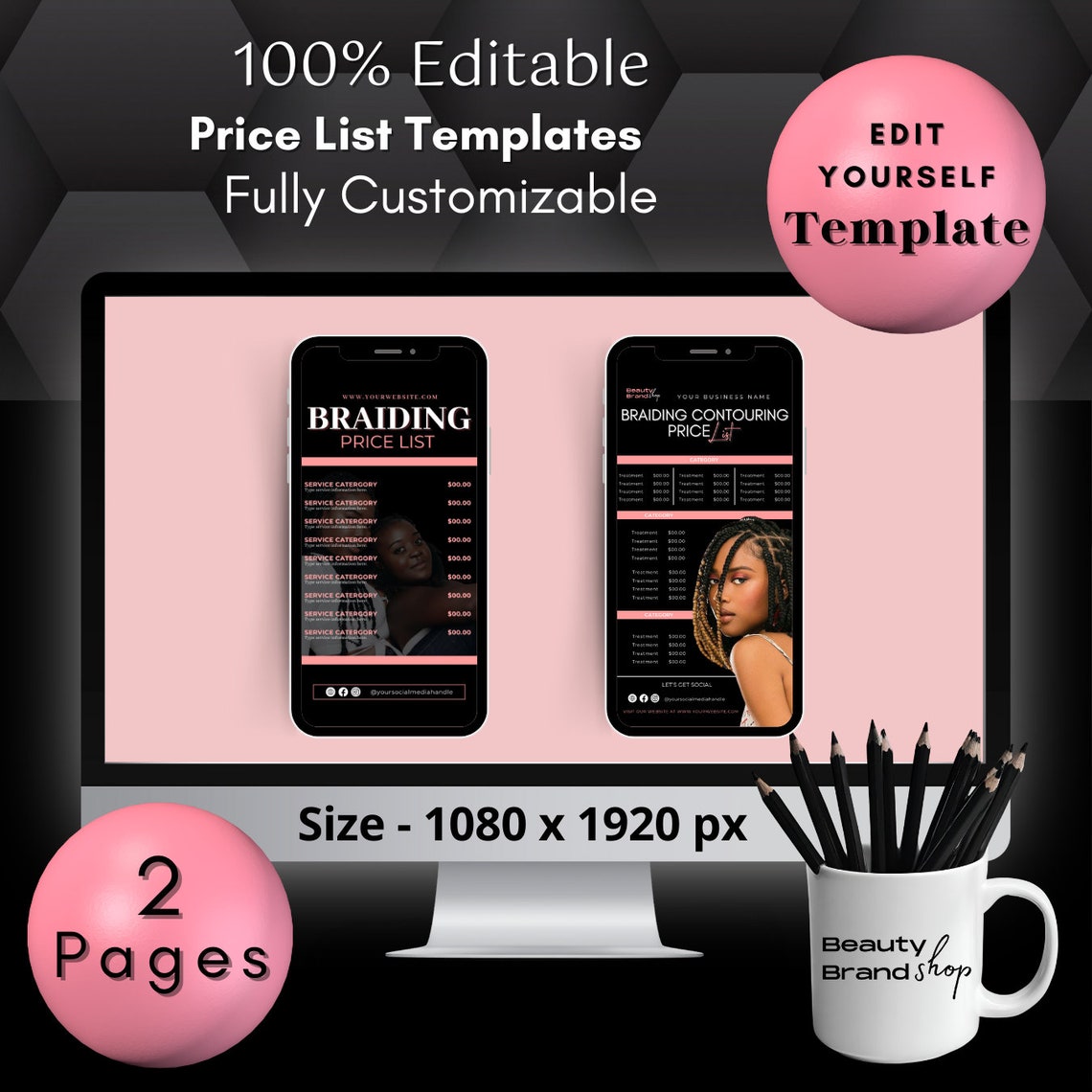 Braiding Price List Story Template, Beauty Hair Salon Stylists Pricing ...