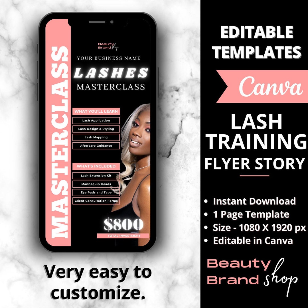 Lash Training Flyer, Beauty Course Flyer Template, Personalized ...