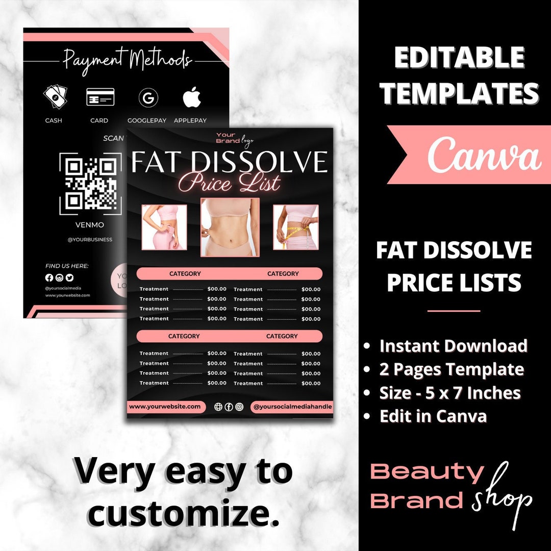 Fat Dissolve Price Lists, DIY Fat Dissolve Price List Flyer Design ...