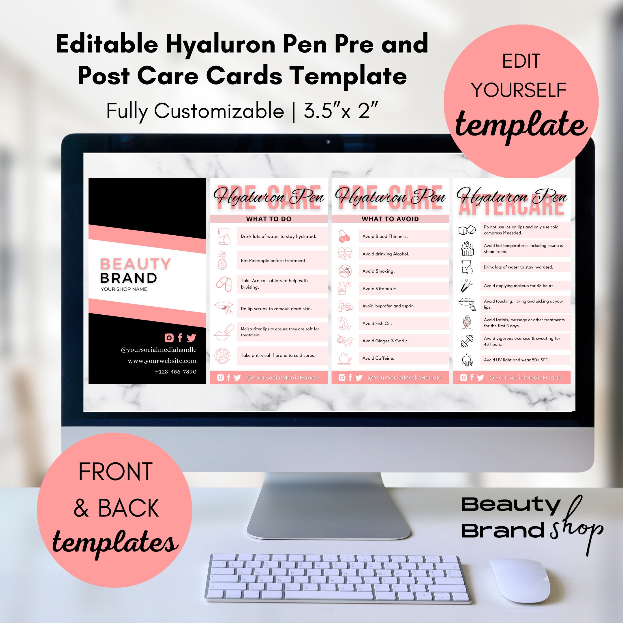 Hyaluron Pen Pre and After Care Template, Needleless Lip Filler Post ...