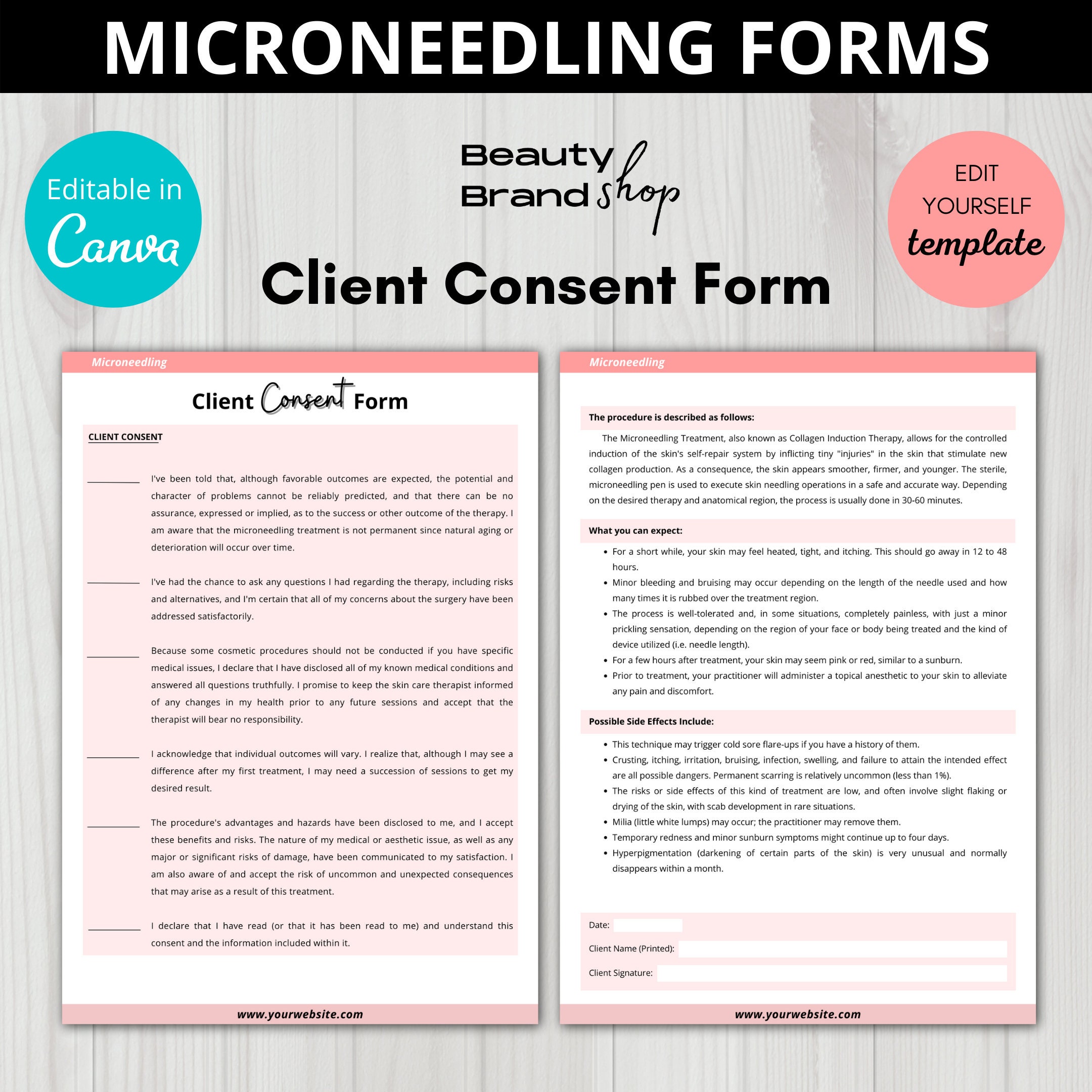 Editable Microneedling Consent Forms, Micro Needling Form Template ...