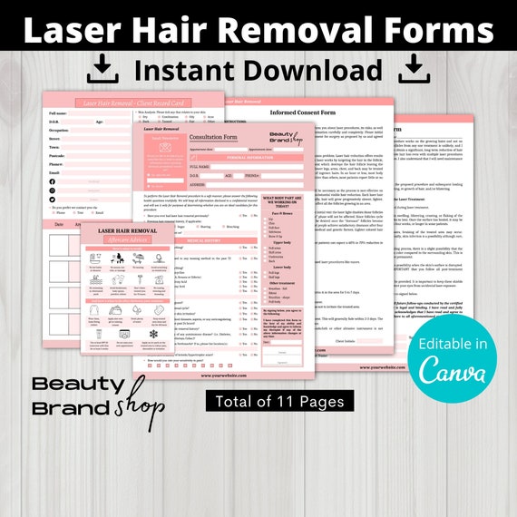 Editable Laser Hair Removal Forms Printable Esthetician | Etsy