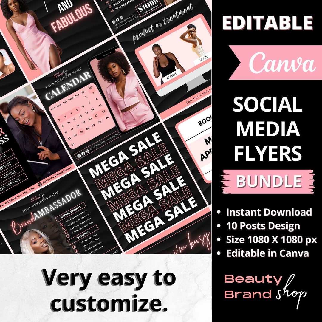 Social Media Flyer Bundle, DIY Flyer Template Design, Hair Bundle ...
