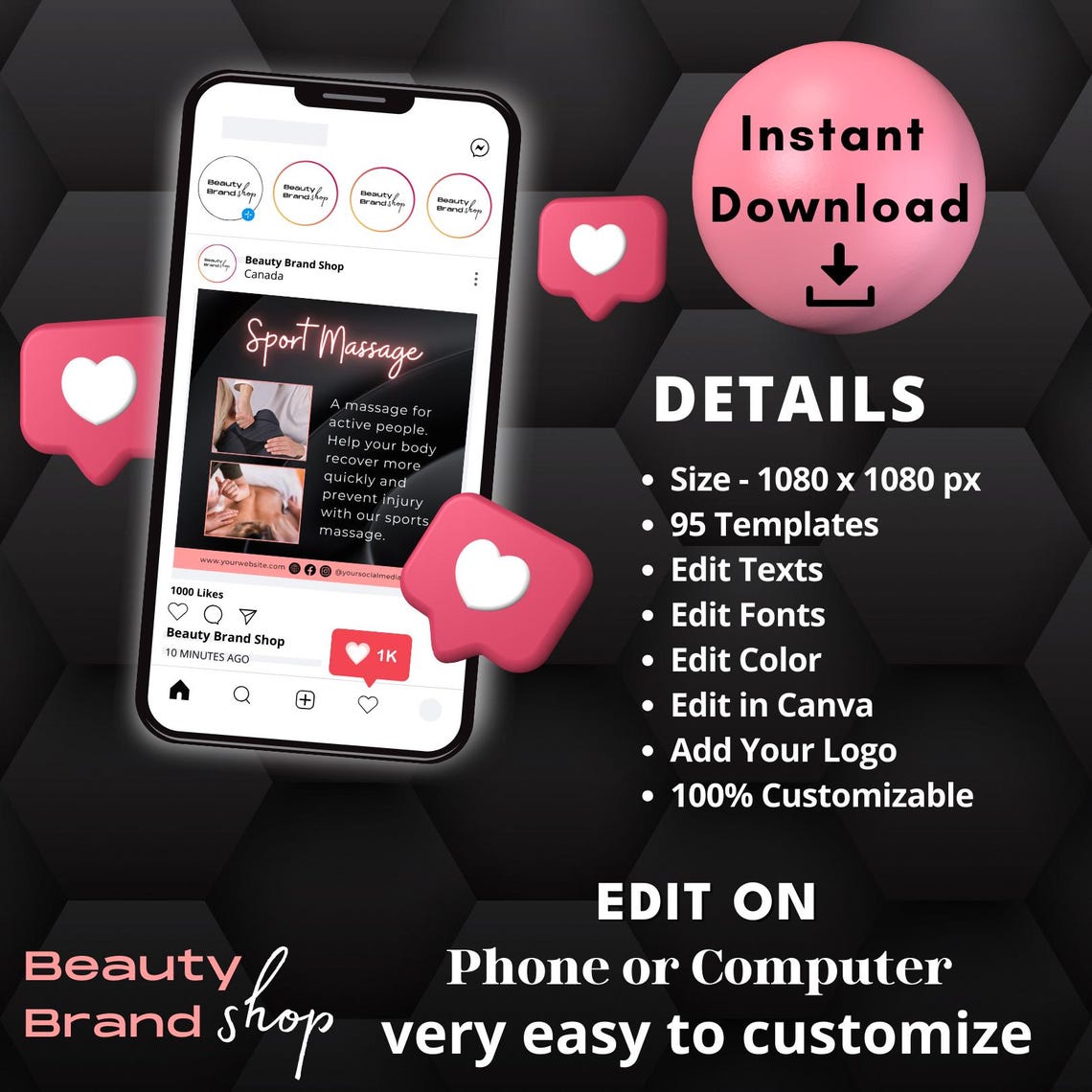 Massage Social Media Posts, Massage Instagram Template, Massage ...