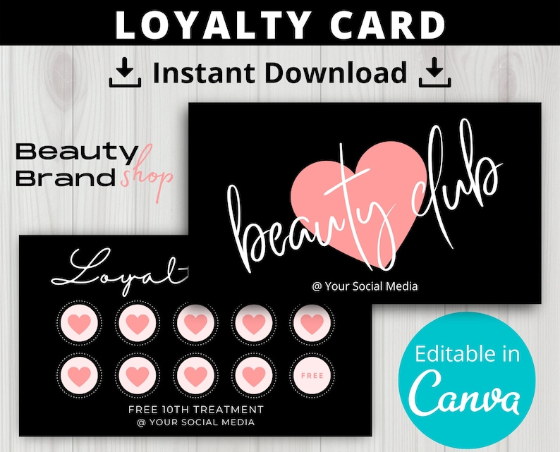 Editable Loyalty Cards Loyalty Card Loyalty Cards Diy - Etsy