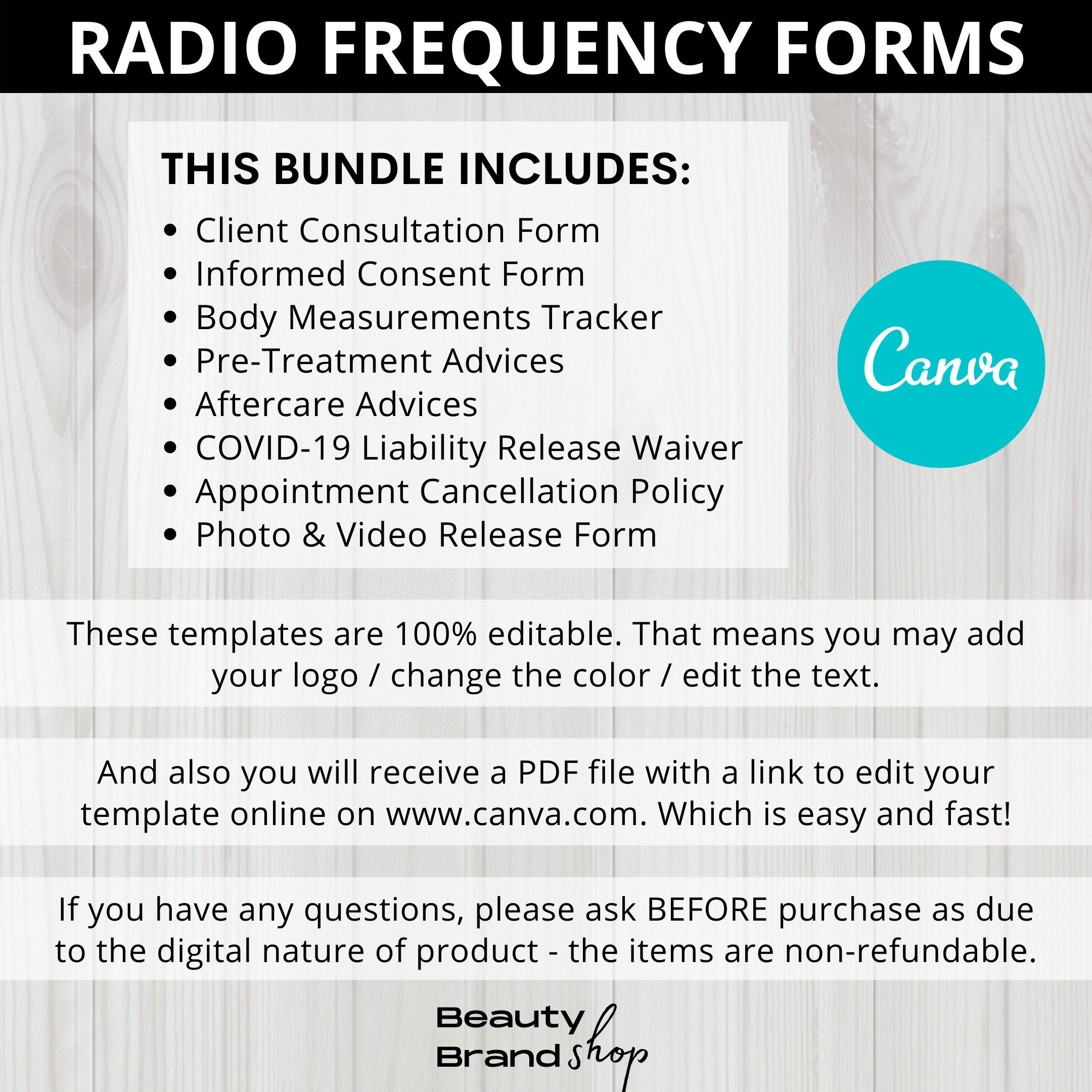 Editable Radio Frequency Forms Template, RF Skin Tightening Consent ...