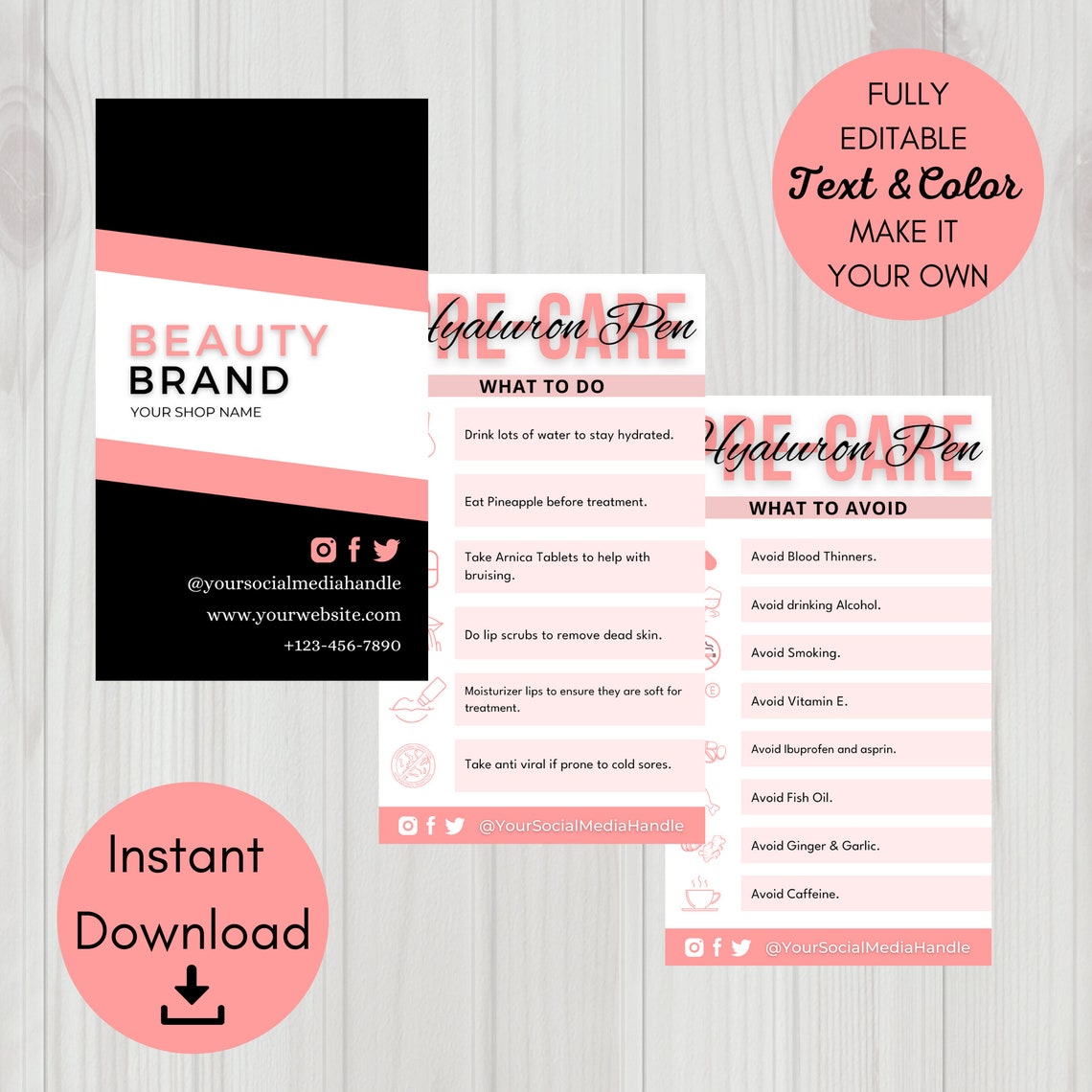 Hyaluron Pen Pre Care Card Template Needleless Lip Filler - Etsy