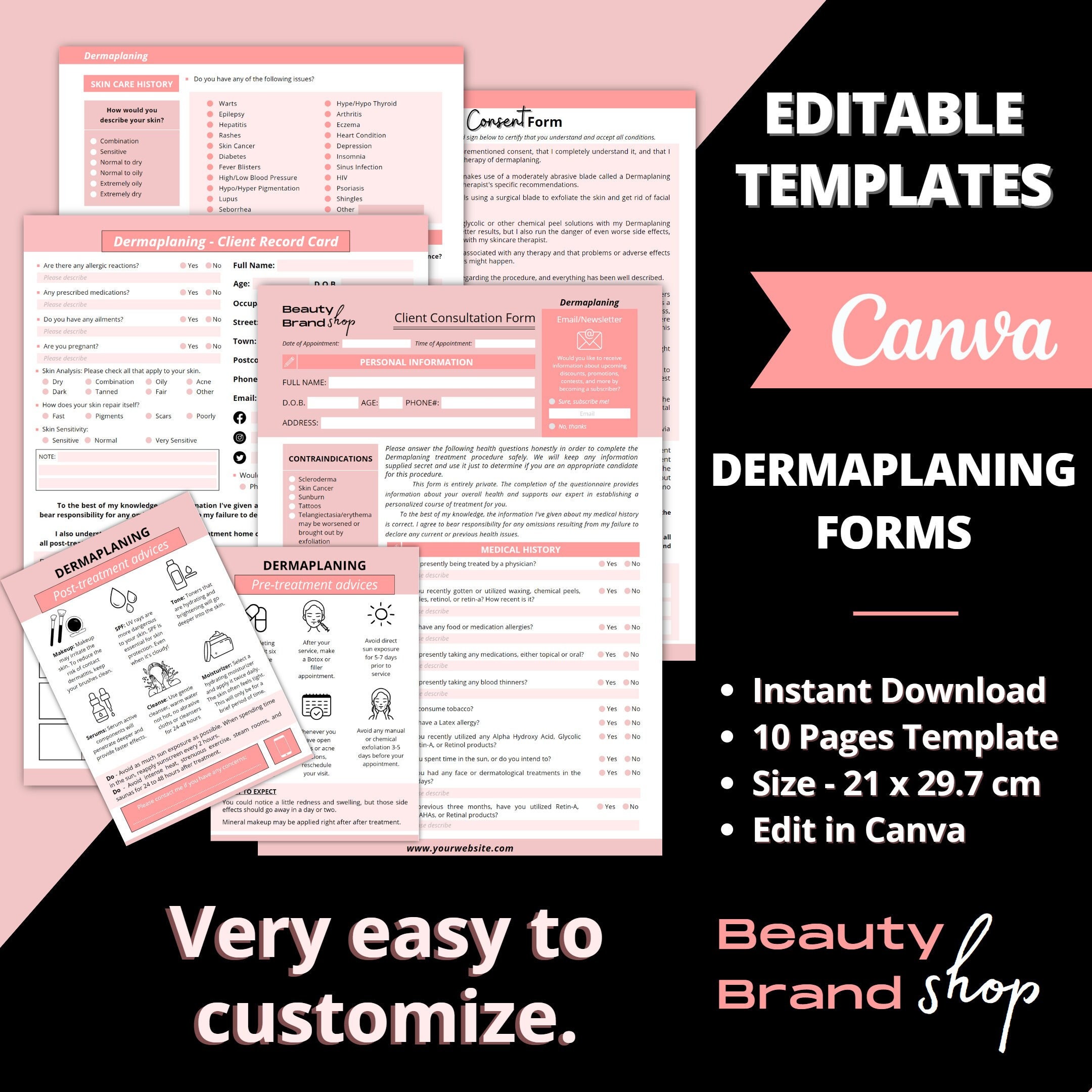 Editable Dermaplaning Consent Forms, Dermaplane Intake Form ...
