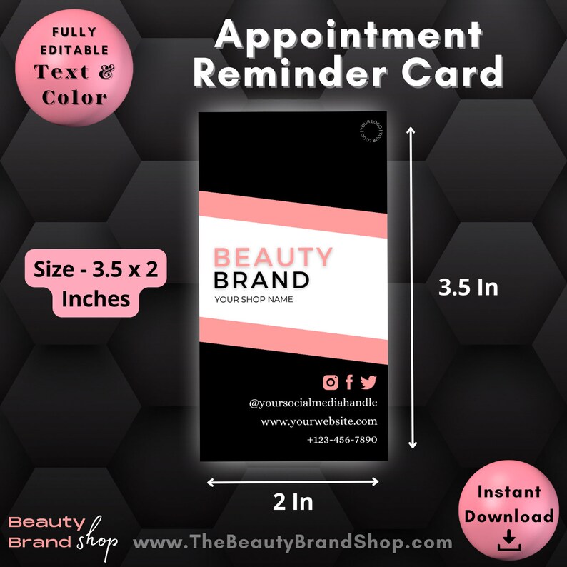 Appointment Card Template, Editable Appointment Cards, Next Appointment ...
