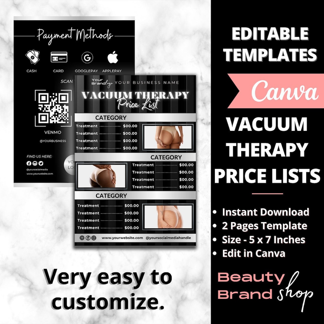 Vacuum Therapy Luxury Price List, BBL Vacuum Therapy Silver Menu ...