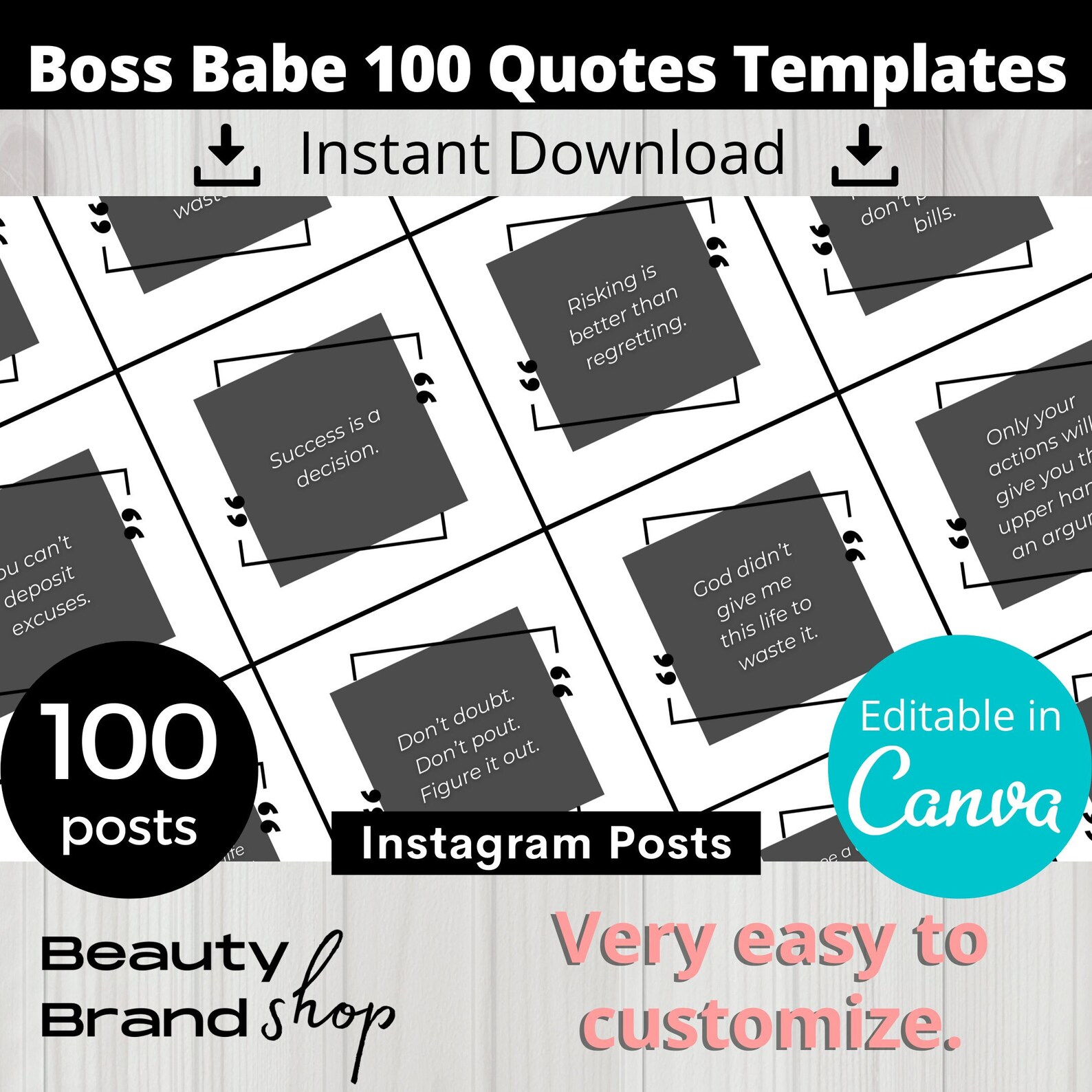 Girl Boss Instagram Posts Boss Babe Quotes Templates - Etsy