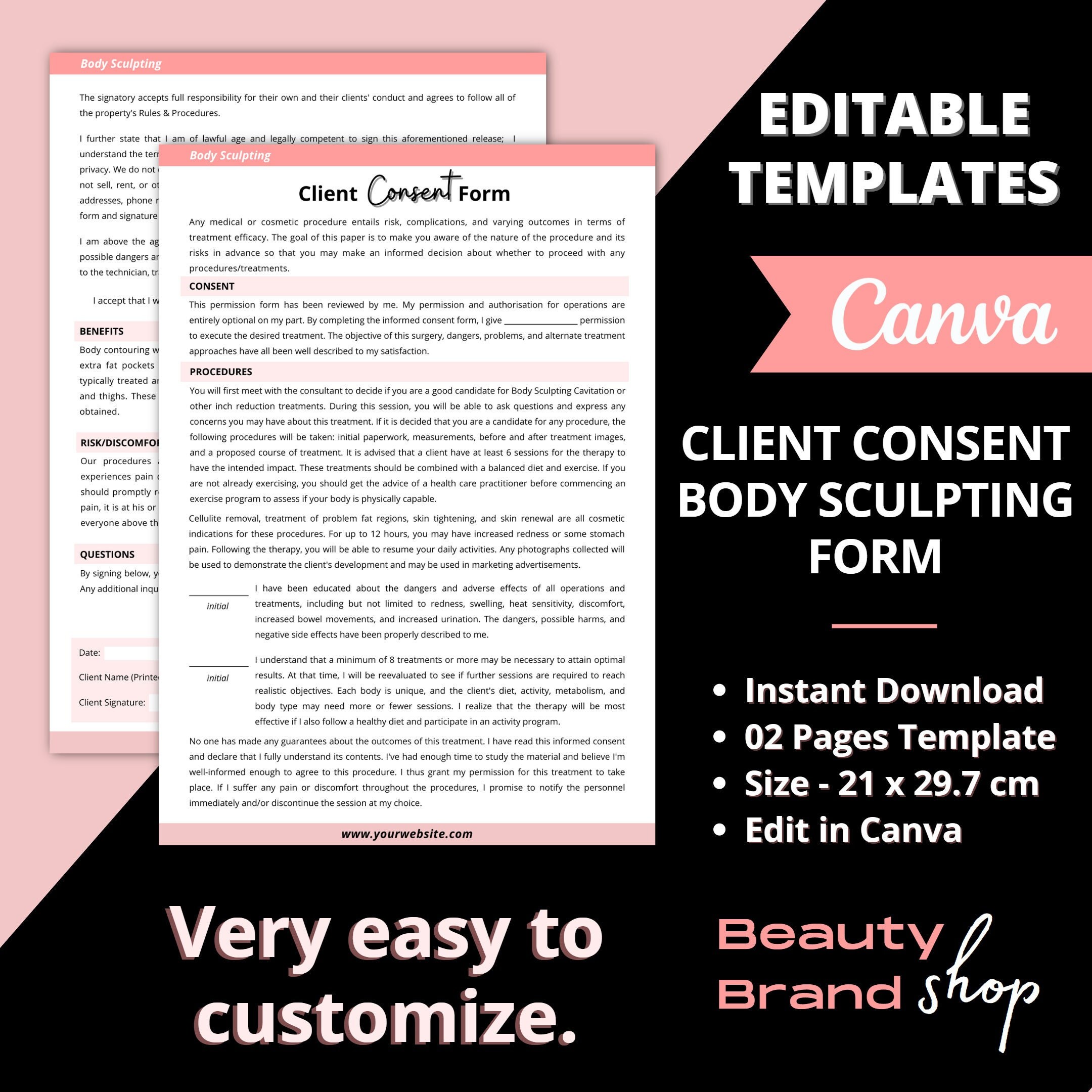 Editable Consent Form, Body Sculpting Forms, Body Contouring Consent ...