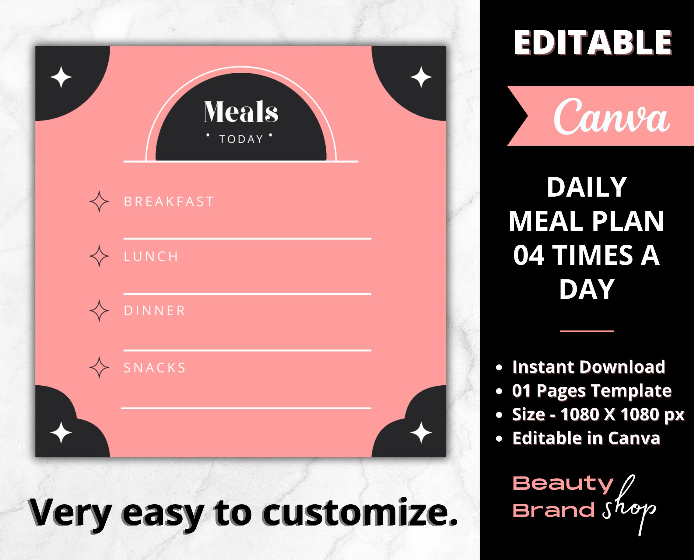 Daily Meals Template, Editable Daily Meals Planning, Food Plan, Healthy ...