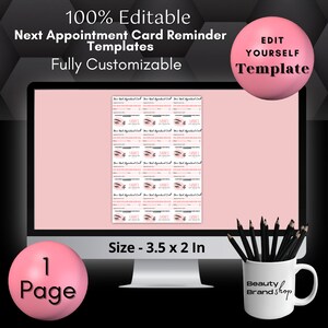 Printable Next Appointment Cards, Editable Appointment Reminder Cards ...