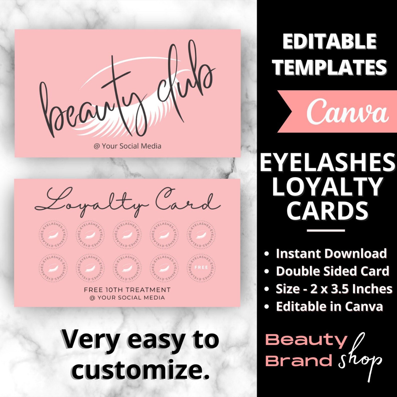 Lash Loyalty Card, Editable Loyalty Cards, Eyelashes Loyalty Card ...