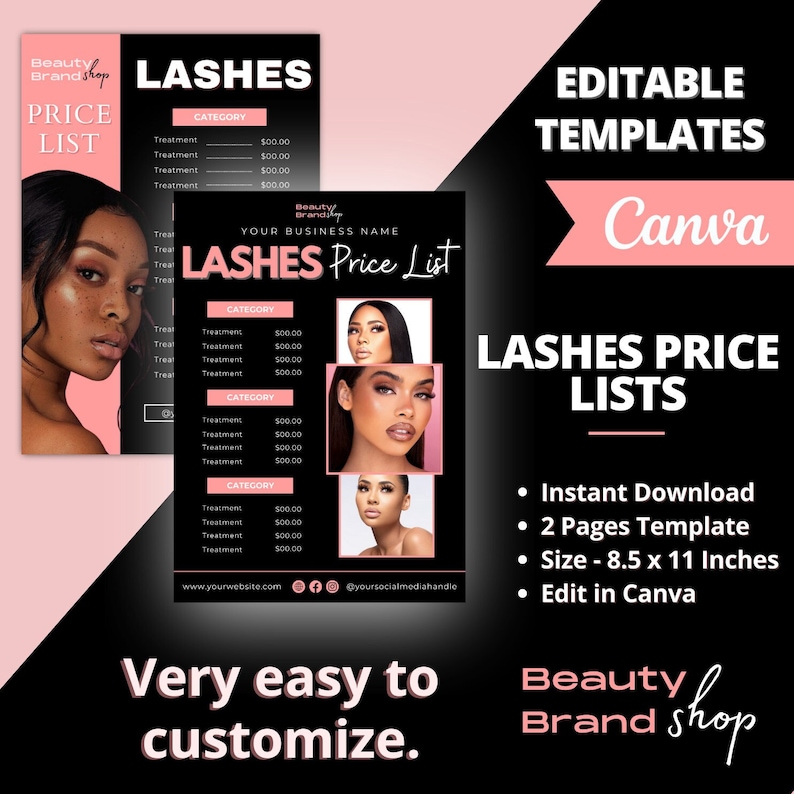 LASHES Price List, DIY Flyer Template Design, Pricelist Flyer, Pricing ...