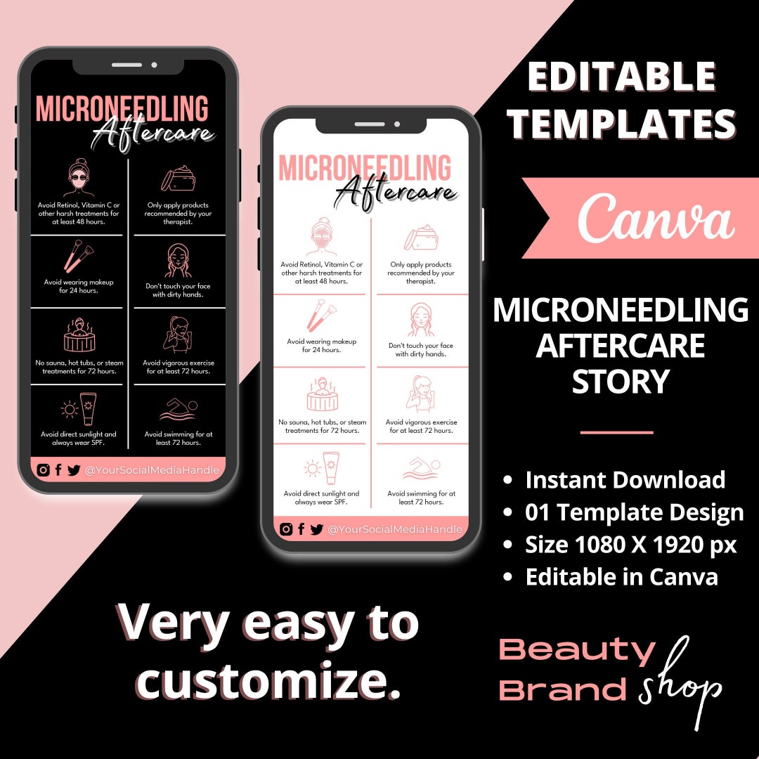Microneedling Aftercare Story, Microneedling Aftercare Template, Micro ...