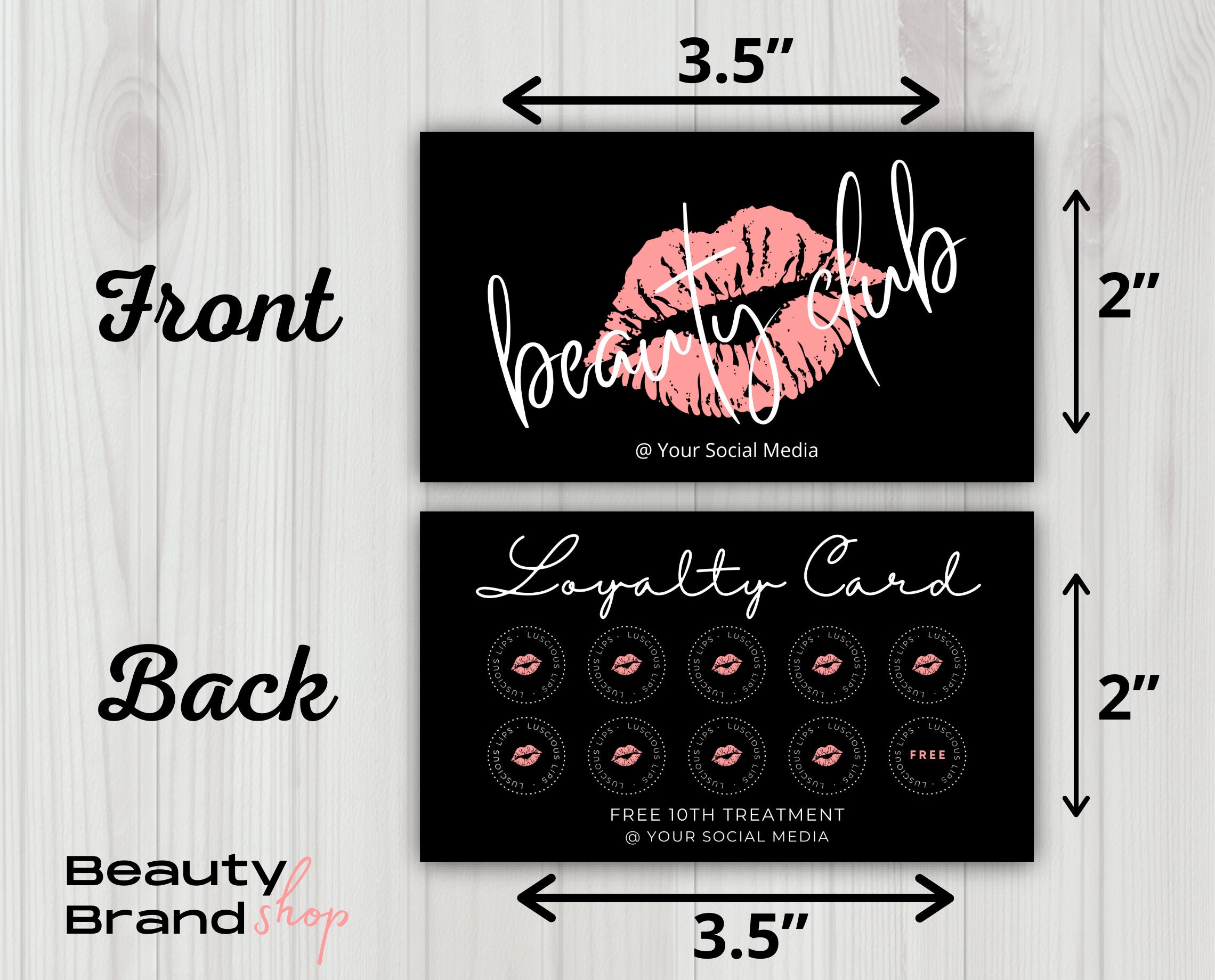 Loyalty Card Lips Editable Loyalty Cards Loyalty Cards - Etsy