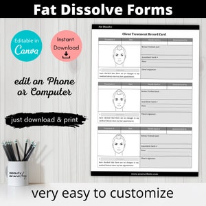 Fat Dissolving Client Record Form Fat Dissolve Forms Client - Etsy