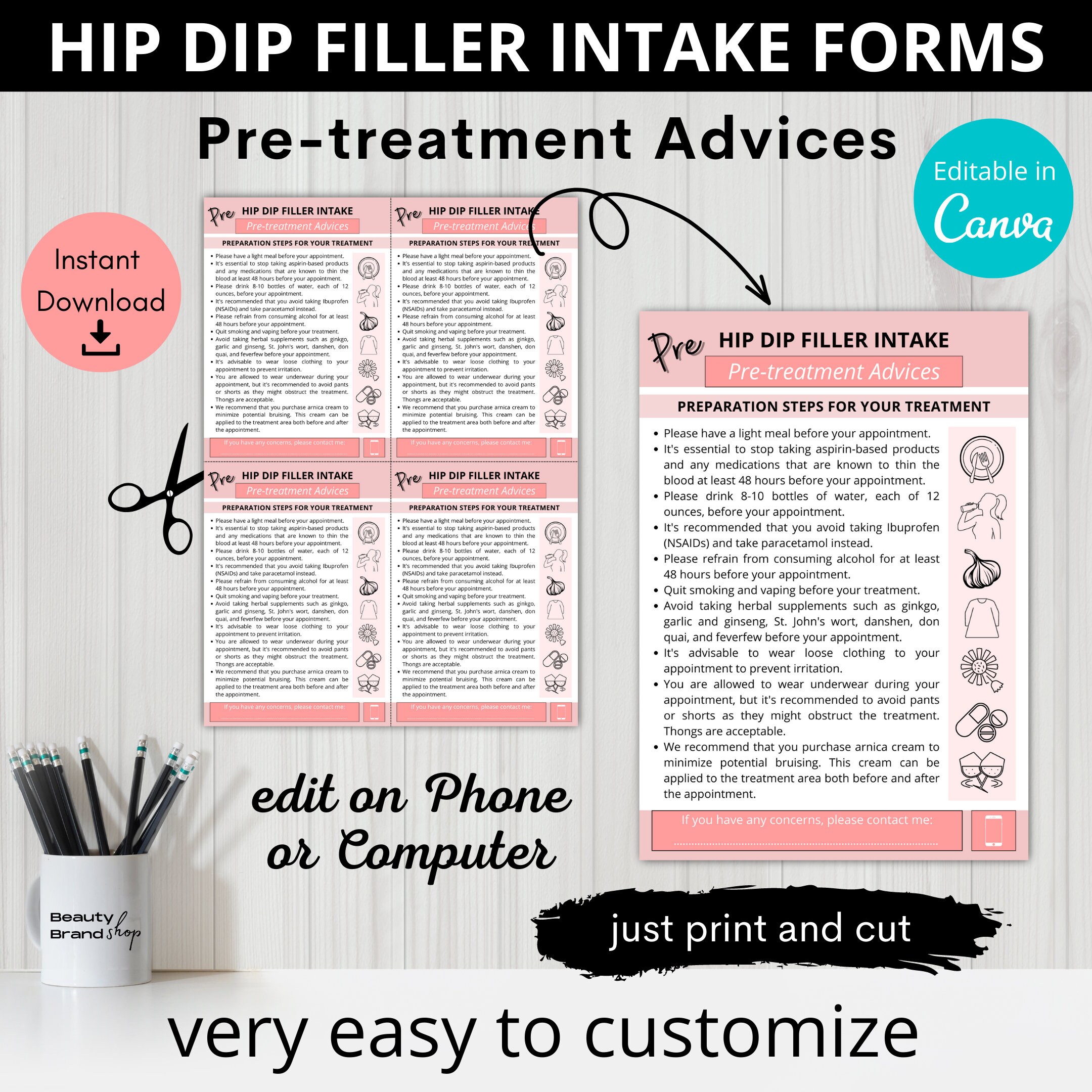 Butt Enhancements/ Hip Dips Intake Form, Hip Dip Filler Intake Form ...