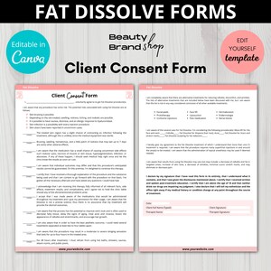 Fat Dissolving Consent Form, Editable Consultation Forms, Lipodissolve ...