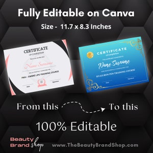 Completion Certificate Template, Customizable Certificate of ...
