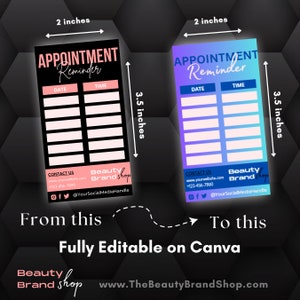 Appointment Reminder Card, Editable Reminder Card, Next Appointment ...