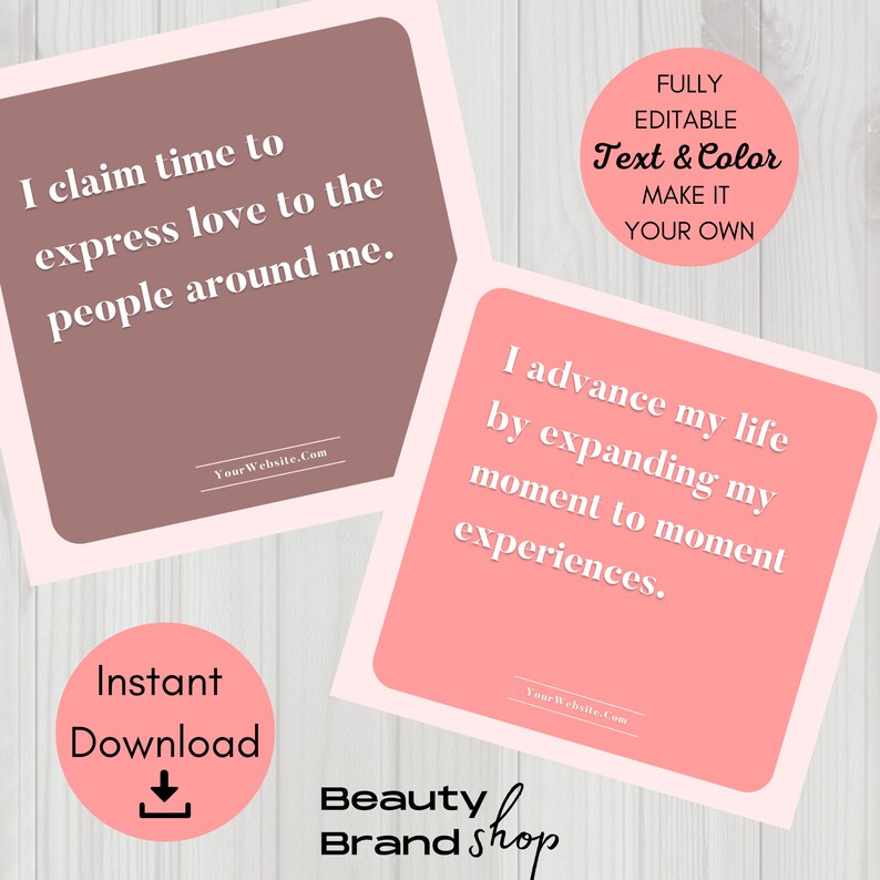 Self Discovery Affirmation Cards, Editable 30 Cards, Affirmation Cards ...